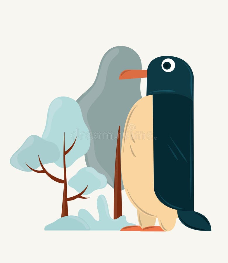 Penguin and tree stock vector. Illustration of animal - 265643857