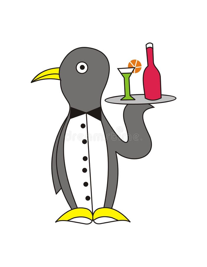 Penguin waiter stock vector. Illustration of dinner, shipped - 15394213