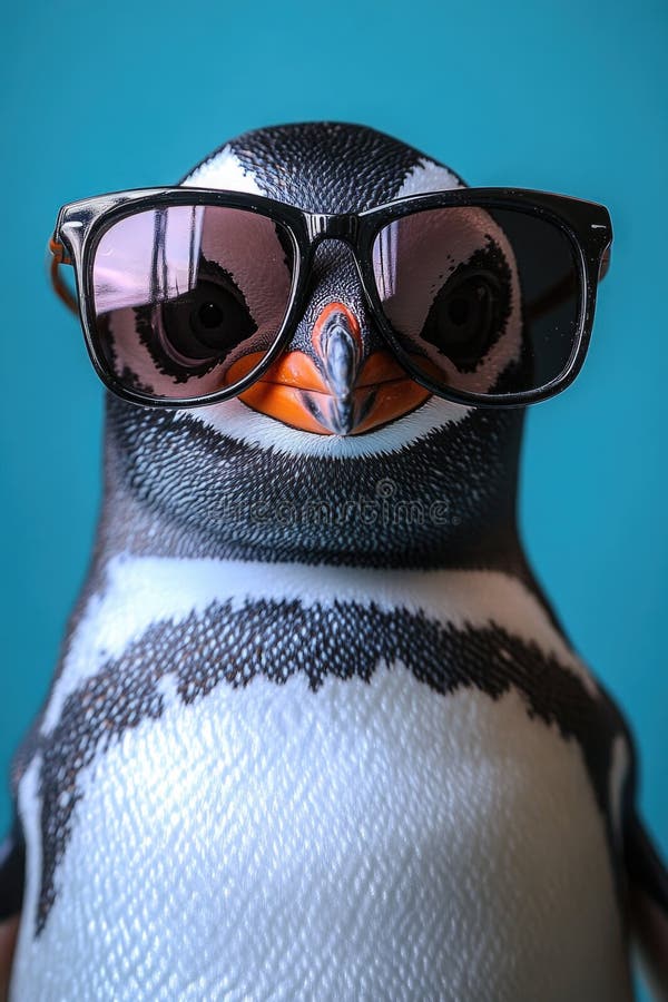 A Penguin Wearing Cool Shades on a Bright Blue Background Stock Image - Image of nature, trendy ...