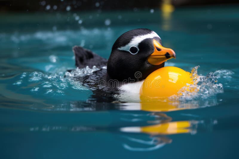 A Penguin Wearing a Rubber Duck Floatie Stock Image - Image of rubber ...