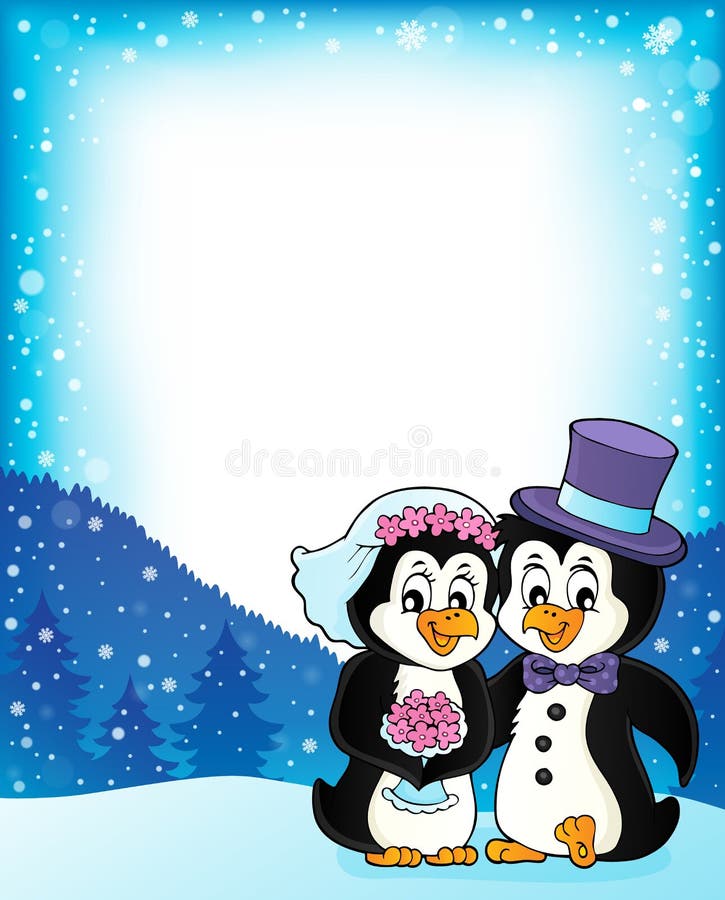 Penguin Wedding Theme Frame 1 Stock Vector - Illustration of groom ...