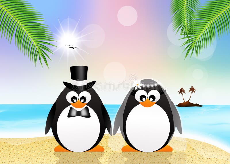 Penguins on the Beach Vector Stock Vector - Illustration of party ...