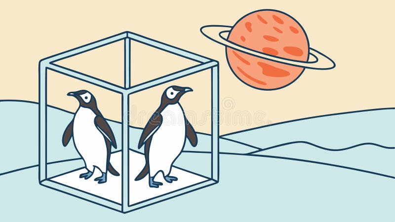 Penguins in Cube, Arctic Enclosure, Vector Design Generative AI Stock ...