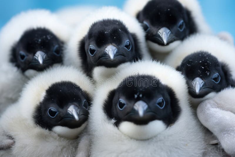 Penguins Huddled Together To Stay Warm Stock Illustration ...