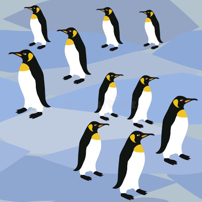 Penguins on Ice Surface Pattern, King Penguins Winter Repeat Pattern ...