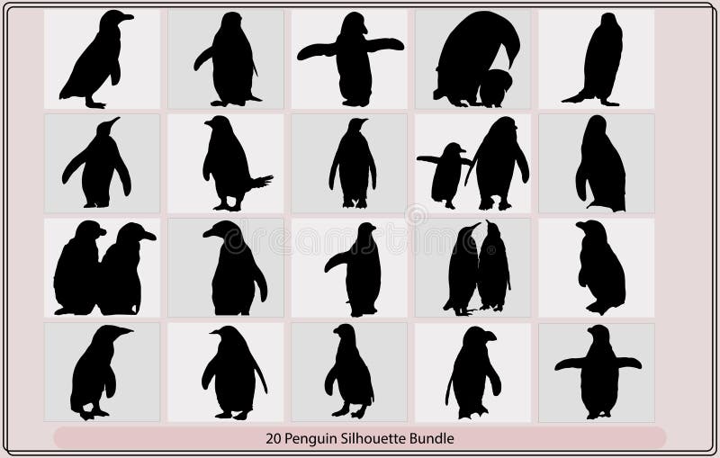 Penguins Silhouette Set,cute Penguin Silhouette Vector Design ...
