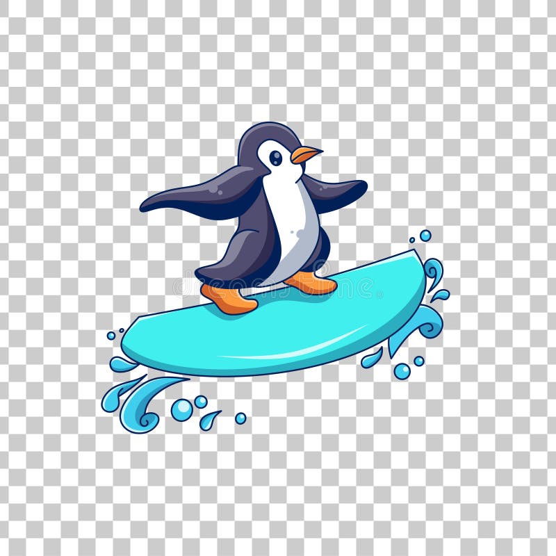 Penguins Surfing Transparent Background Vector Stock Vector ...