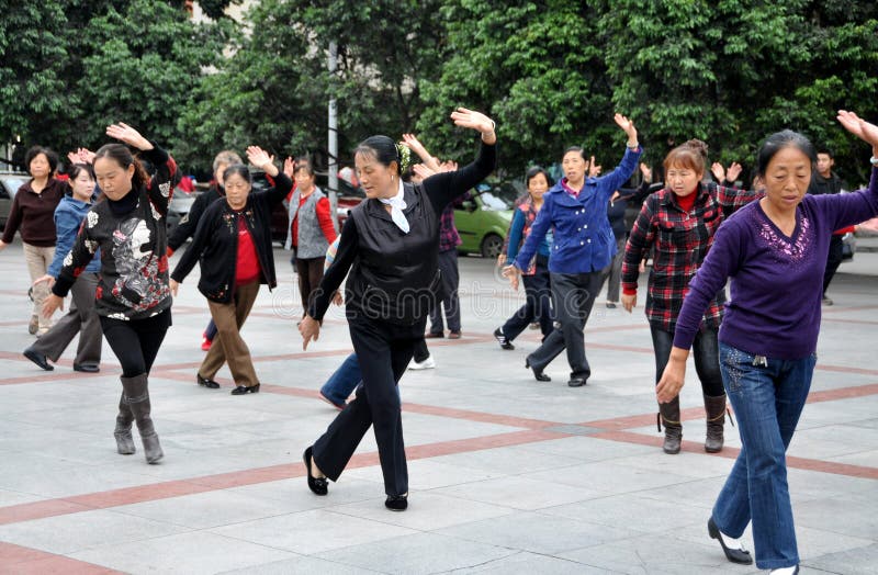 Pengzhou, China: Group of Women Dancing Editorial Photography - Image ...