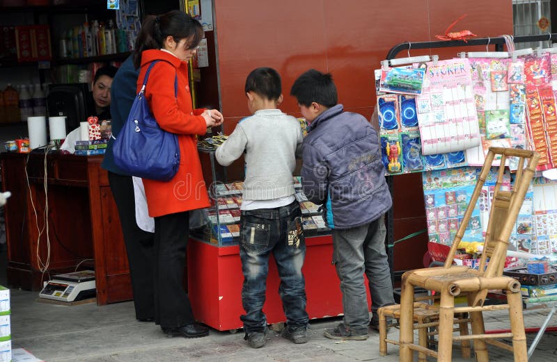 Pengzhou, China: Little Boys Shopping Editorial Stock Photo - Image of ...
