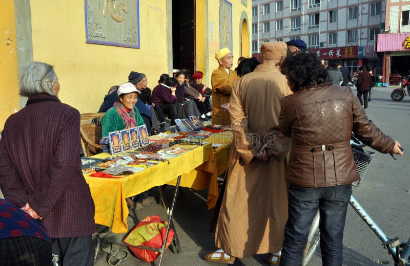 Pengzhou, China: People in Long Xing Square Editorial Photo - Image of ...