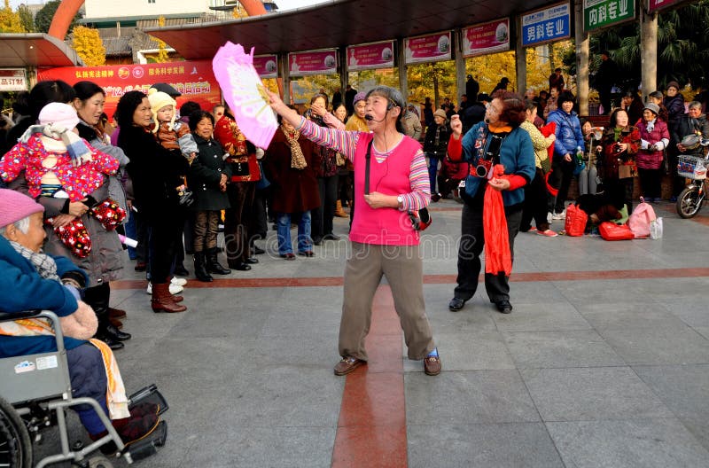 Pengzhou, China: Two Woman Singing & Dancing Editorial Photo - Image of ...