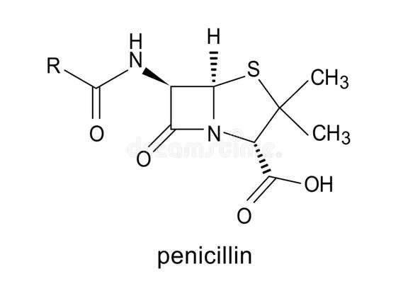 Penicillin Chemical Formula, Atomic Structure of Molecule Stock Vector ...