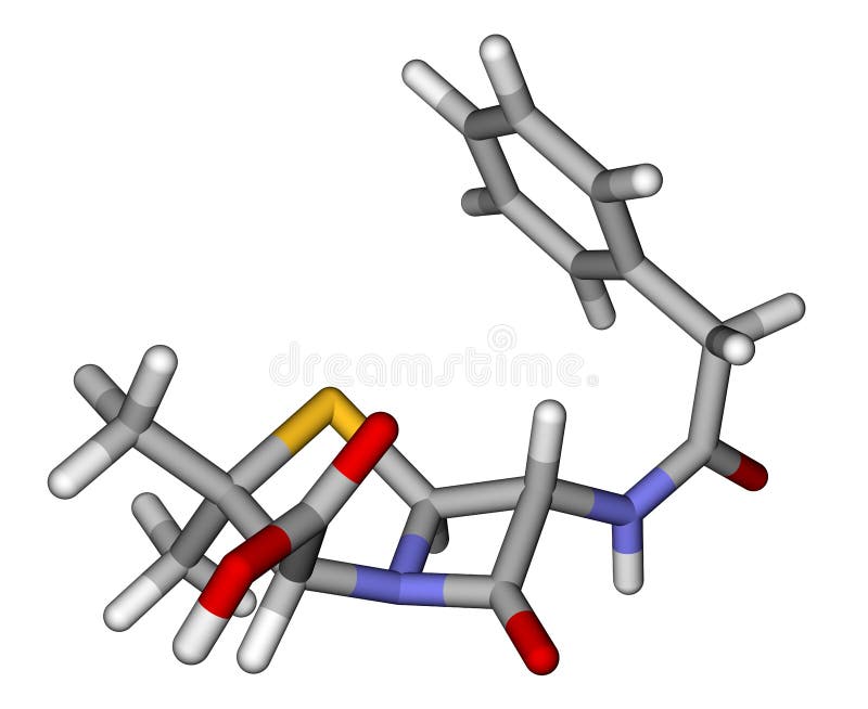 Penicillin G Sticks Molecular Model Stock Illustration - Illustration ...