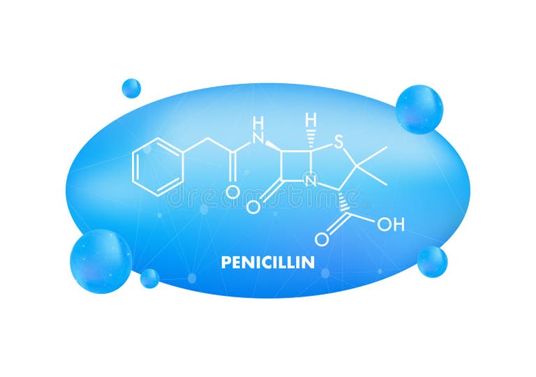 Penicillin Molecular Structure with Blue Gradient Background and ...