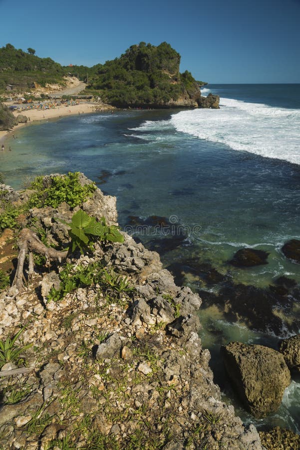 Peninsula with the Beach Nguyahan, Yogyakarta, Java, Indonesia Stock ...