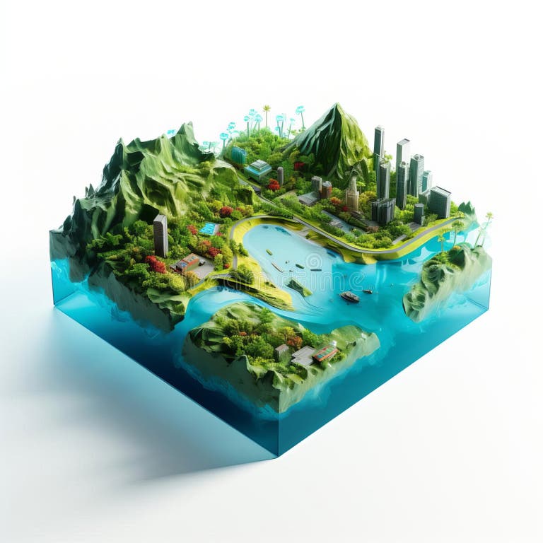 Highly Detailed Shiny Plastic Peninsula Model on White Background Stock ...