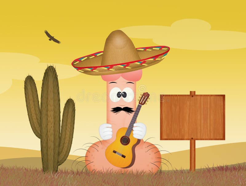Penis with Guitar and Sombrero Stock Illustration - Illustration of latex, penis: 126504688
