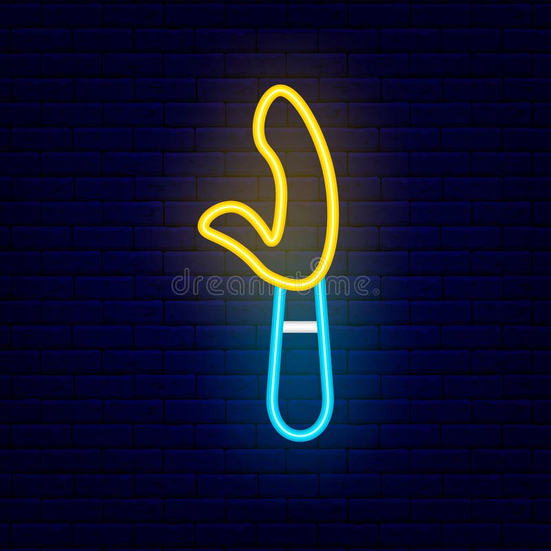 Penis Simulator Neon Icon Adult Toy In Sex Shop Night Bright