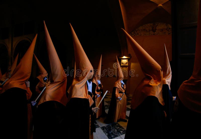 Penitents Wait on Queue before the Start of an Easter Holy Week ...