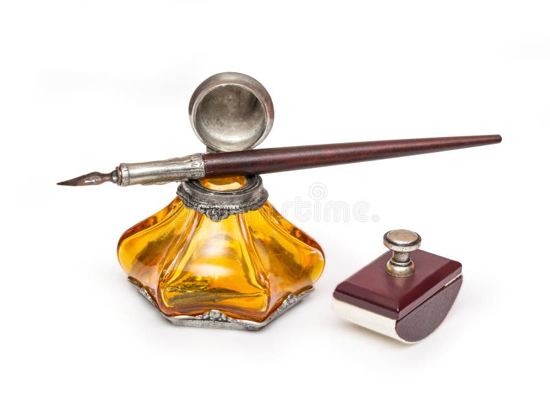 Penna Stilografica D'annata E Calamaio Fotografia Stock - Immagine di ...