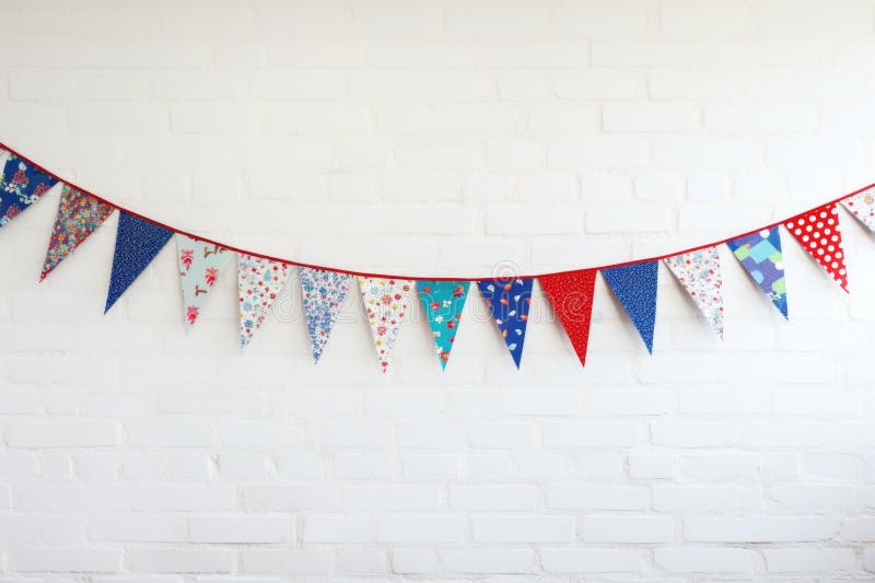 Pennant Bunting Strung Against a Plain Wall Stock Image - Image of ...