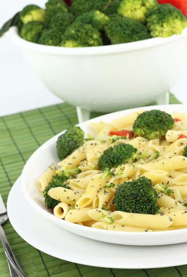 Penne with broccoli stock image. Image of summer, garlic - 20177915