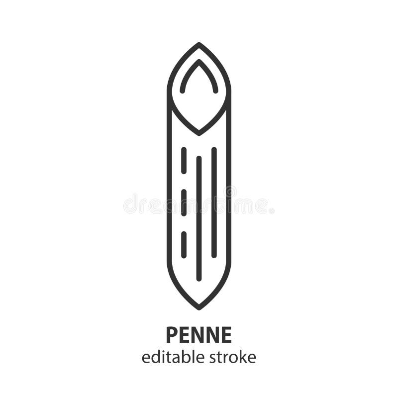 Penne Line Icon. Italian Pasta Symbol. Editable Stroke Stock Vector ...