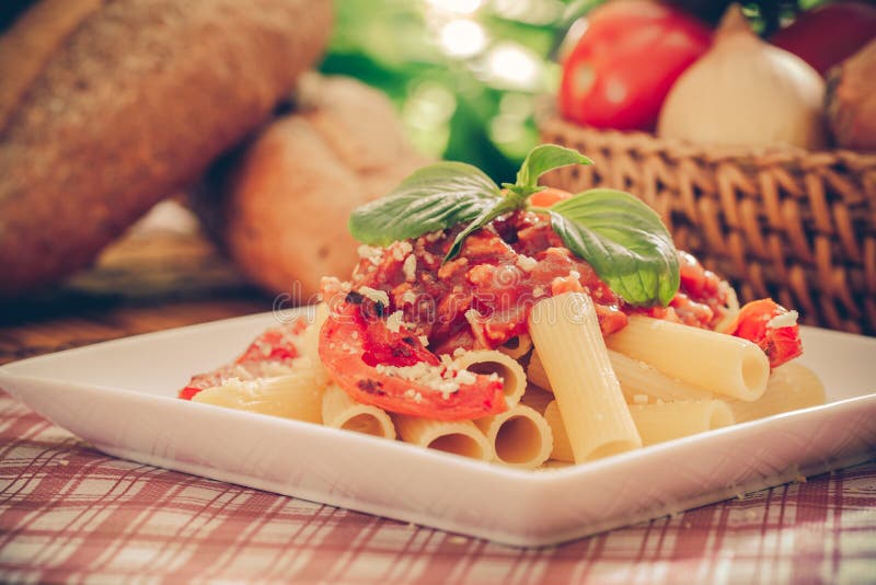 Penne pasta stock image. Image of penne, sauce, vintage - 58655873