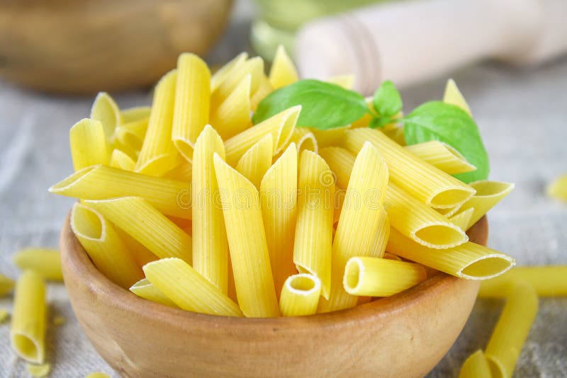 Penne Rigate. Macaroni in the Form of Feathers. Mostaccioli Pasta ...