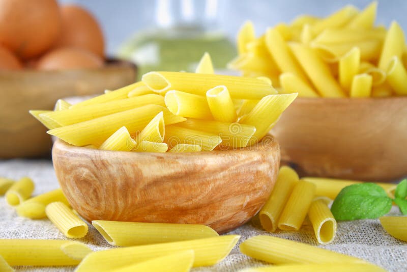 Penne Rigate. Macaroni in the Form of Feathers. Mostaccioli Pasta ...