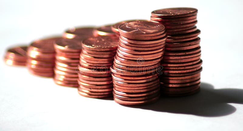 Stack of British Pennies stock image. Image of british - 42386533