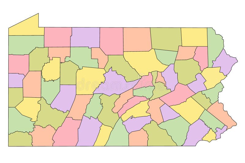 Pennsylvania Administrative Map. Counties Map of Pennsylvania with ...