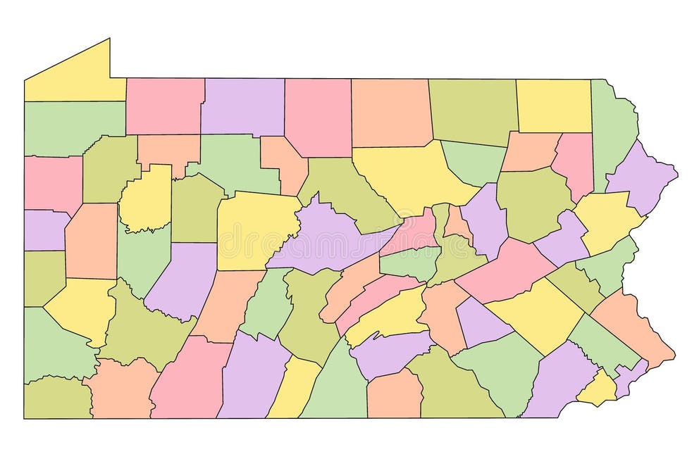 Pennsylvania Administrative Map. Counties Map of Pennsylvania with ...