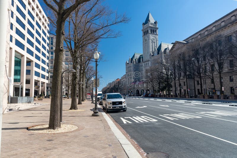 Pennsylvania Avenue and the Old Post Office Building in Washington, D.C ...