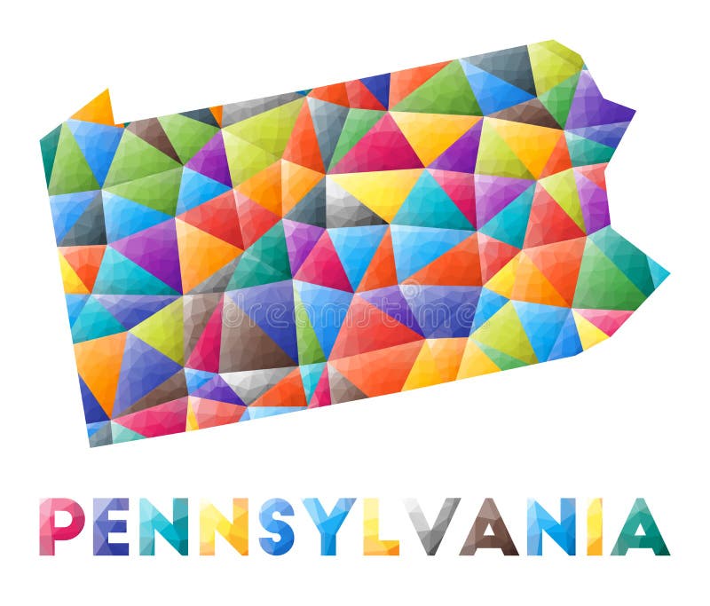 Pennsylvania - Colorful Low Poly Us State Shape. Stock Vector ...