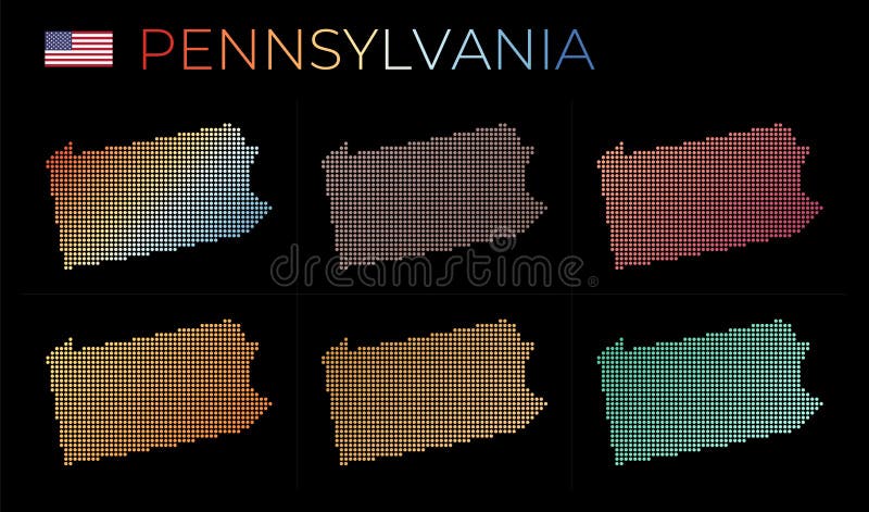 Pennsylvania Dotted Map Set. Stock Vector - Illustration of land ...