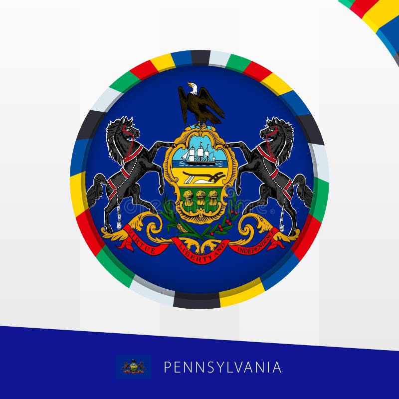 Pennsylvania Flag with Colorful Circle Border Stock Vector ...