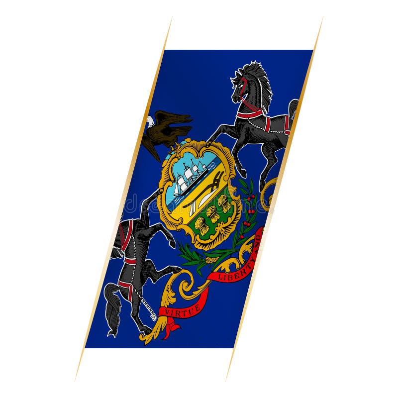 Pennsylvania Flag in the Form of a Banner with Waving Effect and Shadow Stock Vector ...