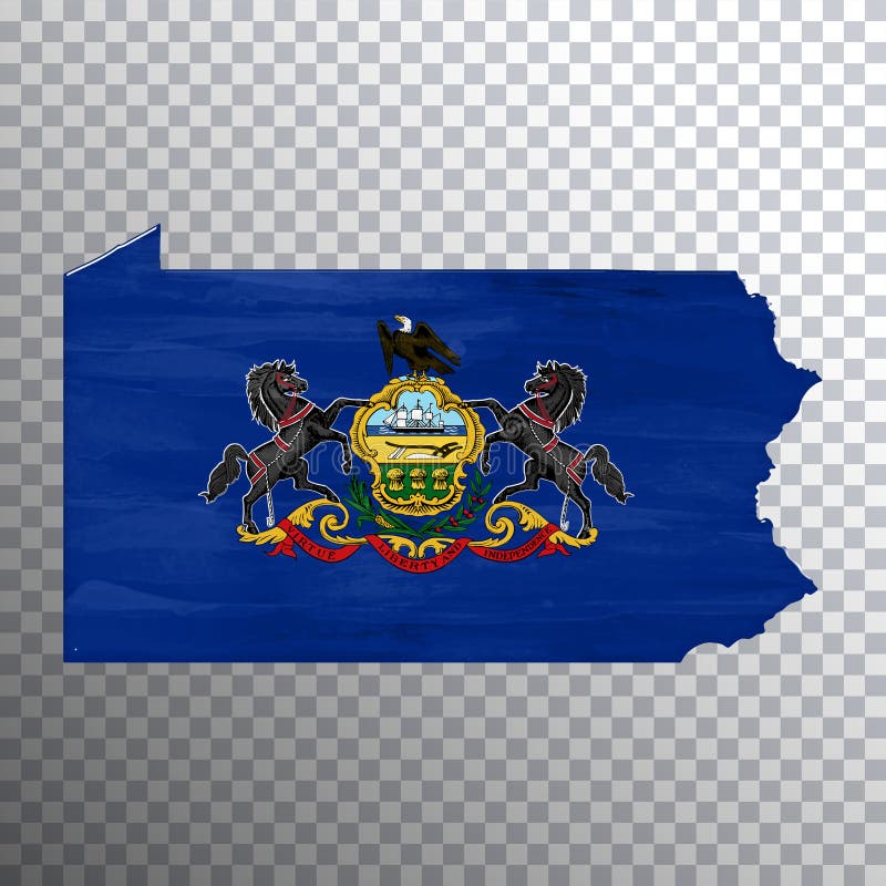 Pennsylvania Flag on Map, Transparent Background Stock Illustration ...