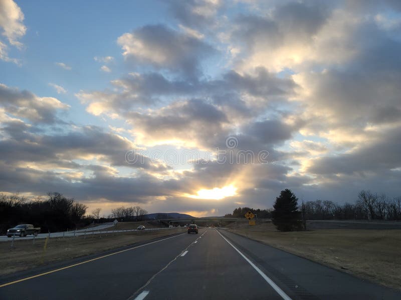 Pennsylvania Highway Sunset Editorial Stock Photo - Image of sunlight ...
