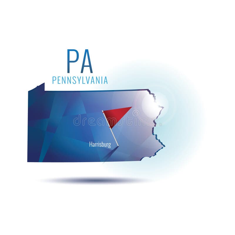 Pennsylvania Map with Capital City. Vector Illustration Decorative ...