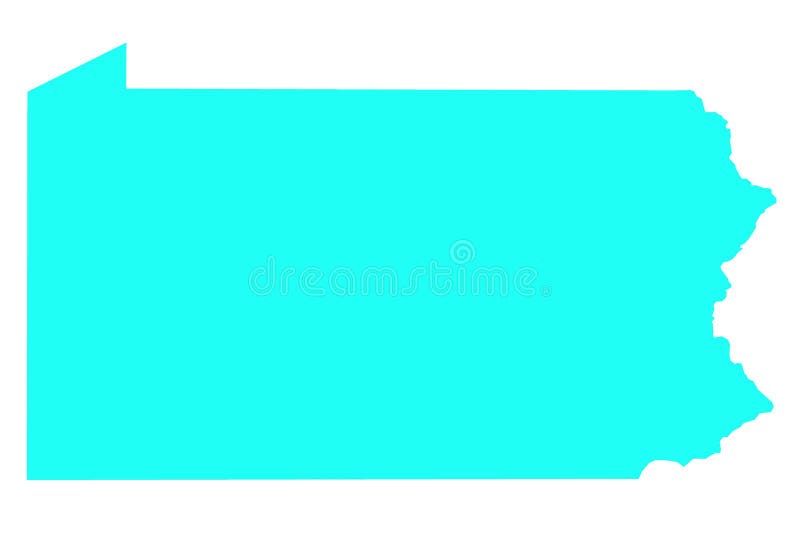 Pennsylvania Map in Cyan Color Stock Illustration - Illustration of ...