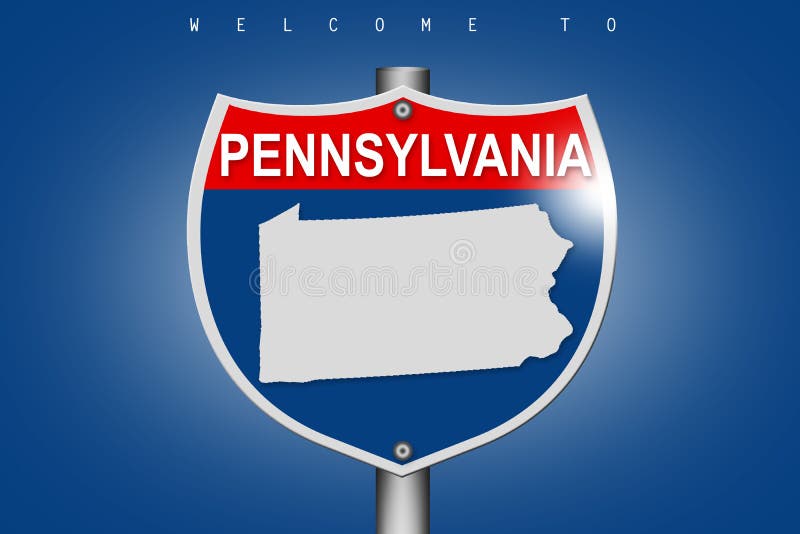 Pennsylvania Map on Road Sign. Stock Vector - Illustration of american ...