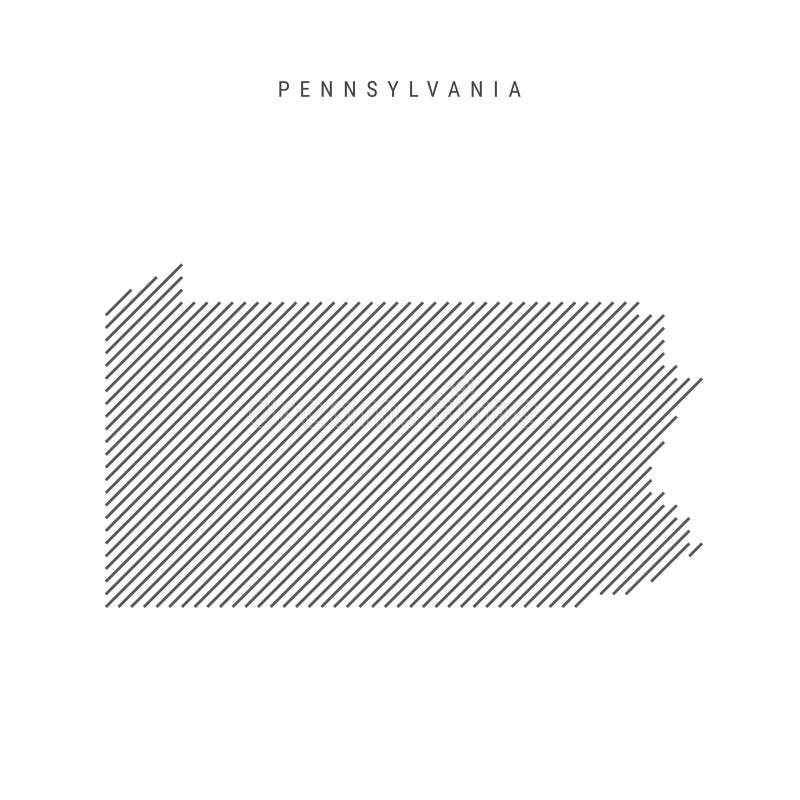 Pennsylvania Map from Pattern of Black Slanted Parallel Lines. Flat ...