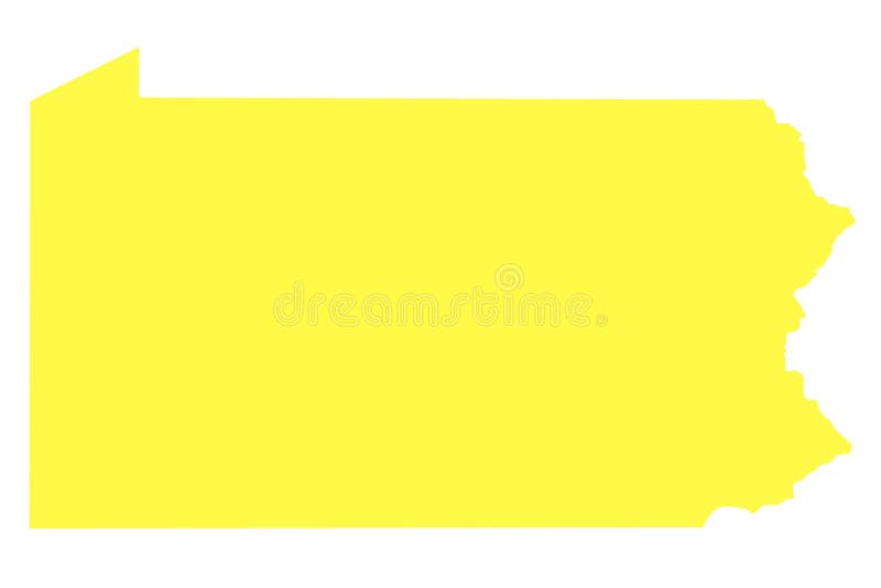 Pennsylvania Map in Yellow Color Stock Illustration - Illustration of ...