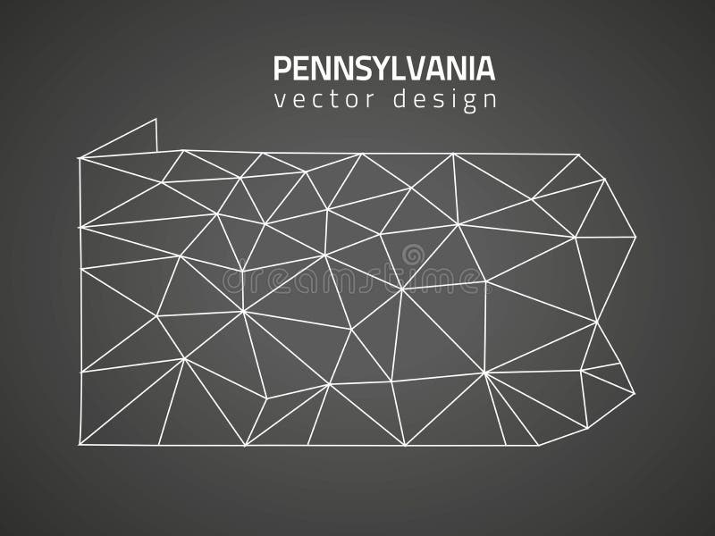 Pennsylvania Contour Black Polygonal Triangle Vector Perspective Map ...