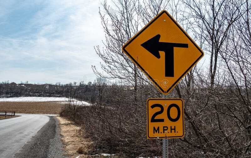 Pennsylvania Road Sign Indicating the Road is Entering a Left Hand ...