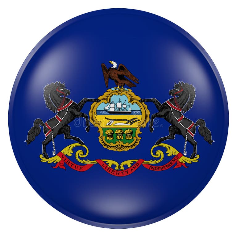 Pennsylvania State Flag Button Stock Illustration - Illustration of ...