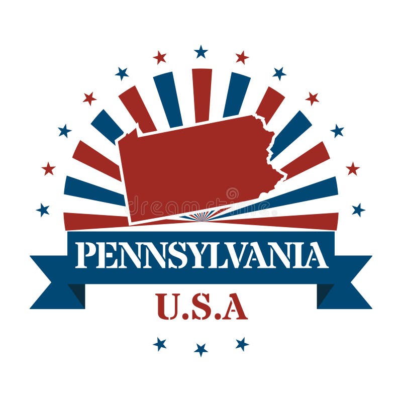 Pennsylvania State Map Label. Vector Illustration Decorative Design ...