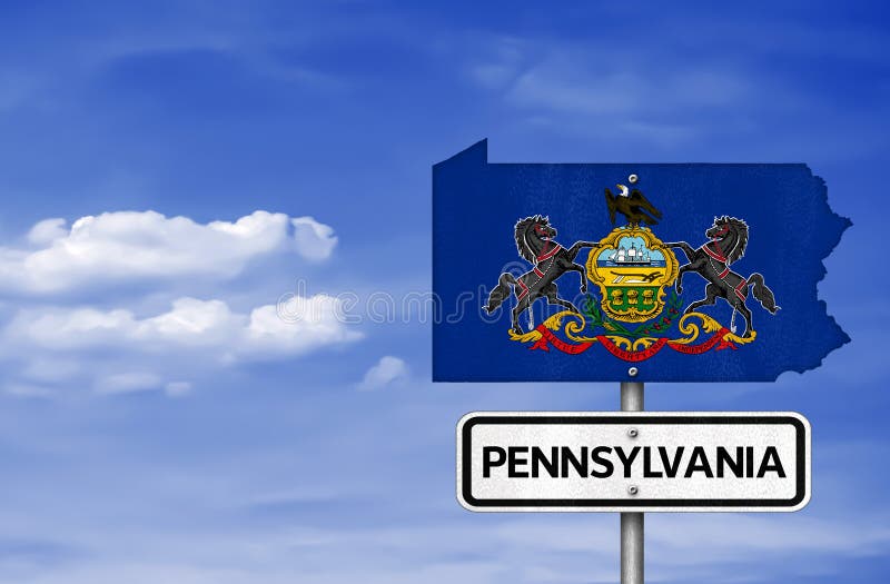 Pennsylvania State Map Road Sign Stock Illustration - Illustration of ...
